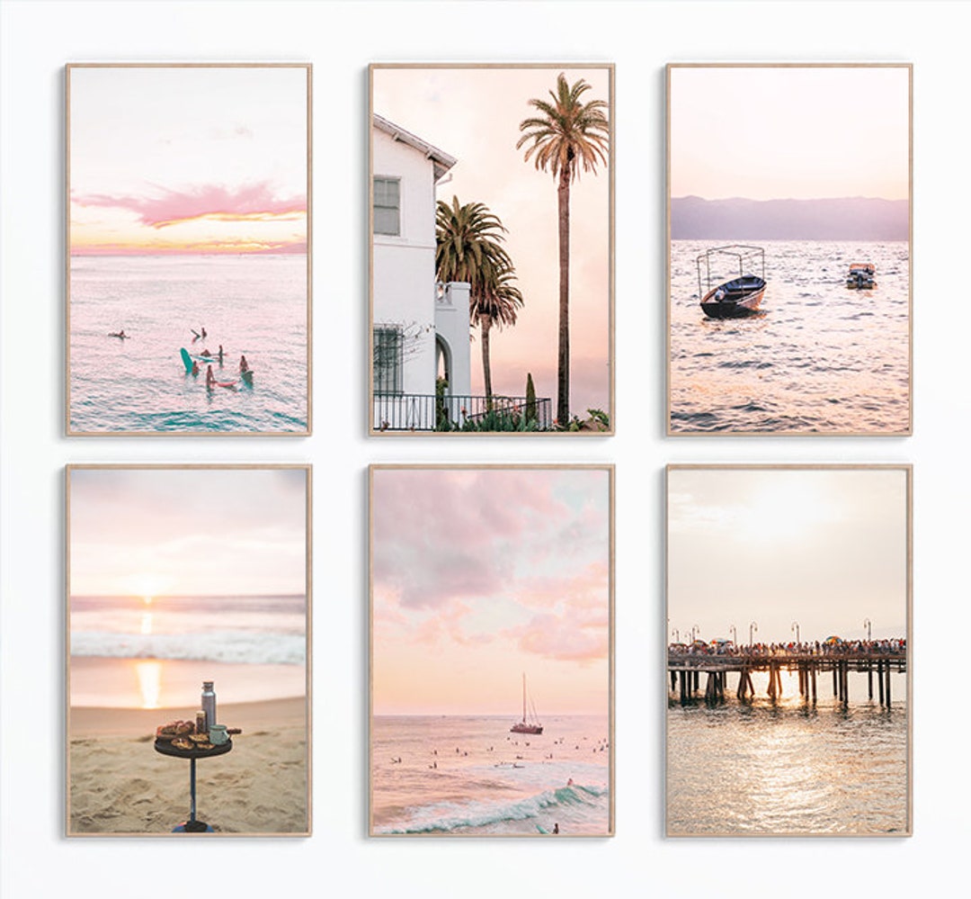 Set of 6 Beach Sunset Wall Art Print, Sunset Ocean Print, Sunset ...