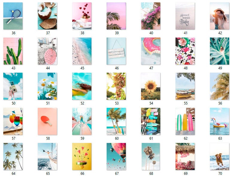 Set of 100 Summer Wall Art Print Coastal Printable Beach - Etsy