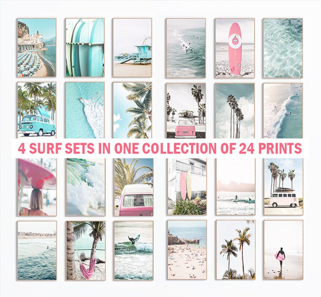 Set of 24 Surf Wall Art Prints, Coastal Print, Ocean Photography, Beach ...