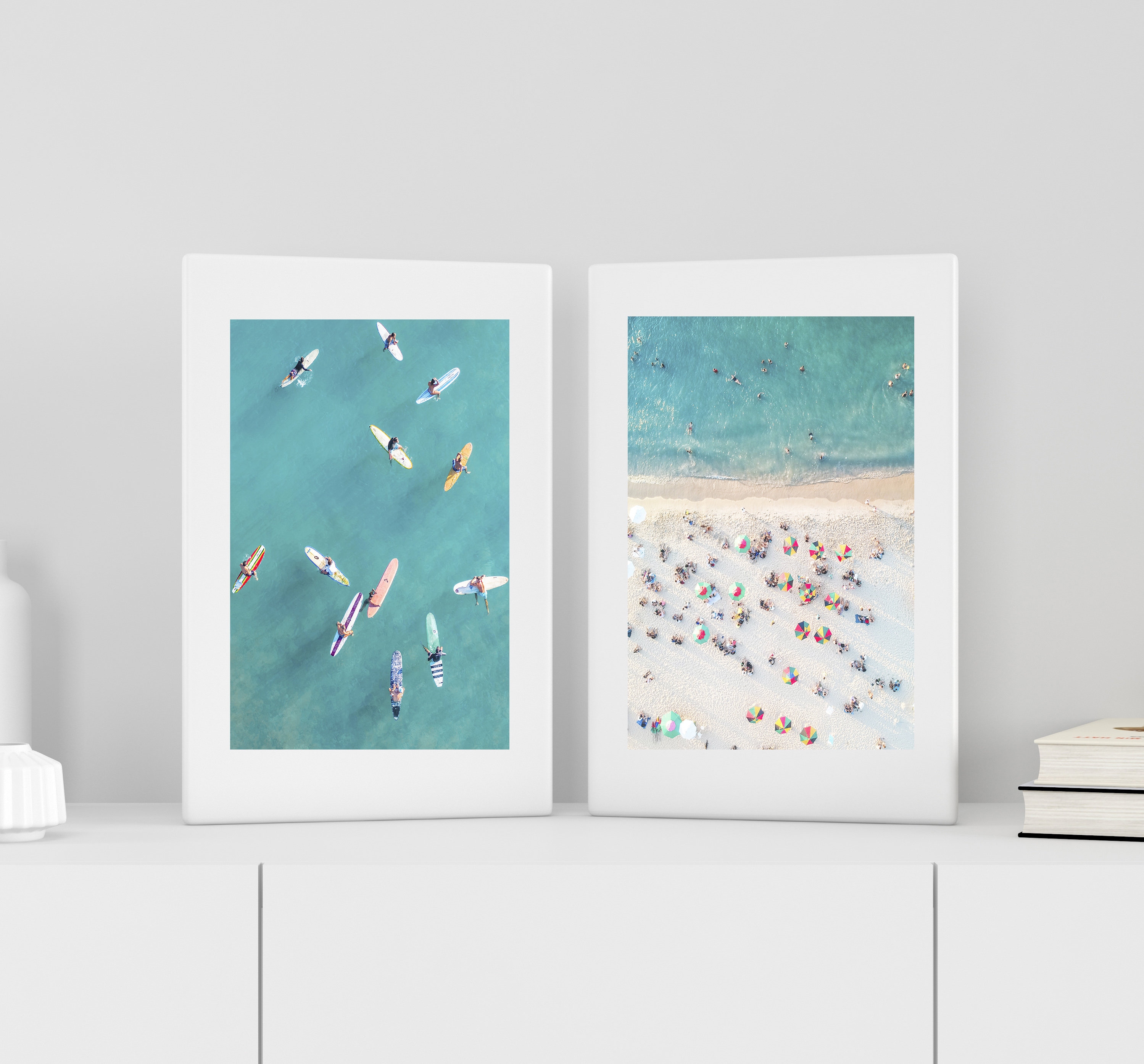 Set of 2 Coastal Beach Prints, Surf Print, Surf Wall Art, Aerial Wall ...
