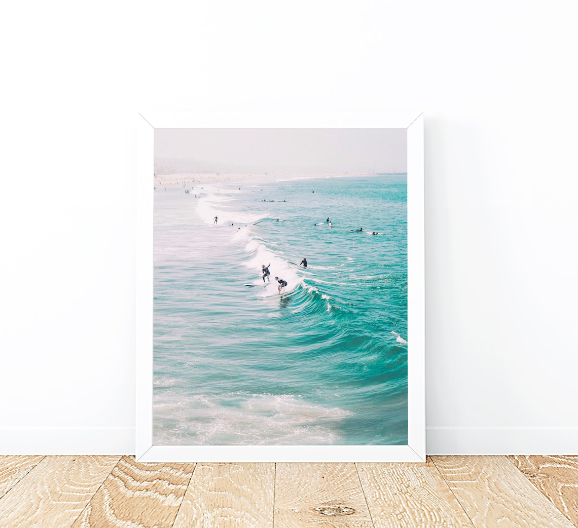 Surfer Wall Art Print Surfing Poster Coastal Print Surf - Etsy