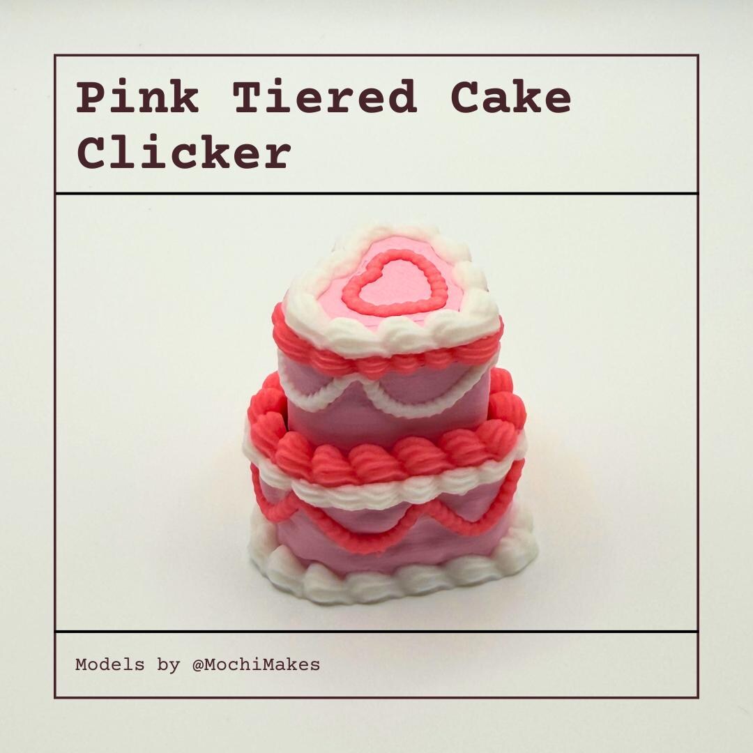 3D Printed Pink Tiered Cake - PLA Clicker Toy - Etsy