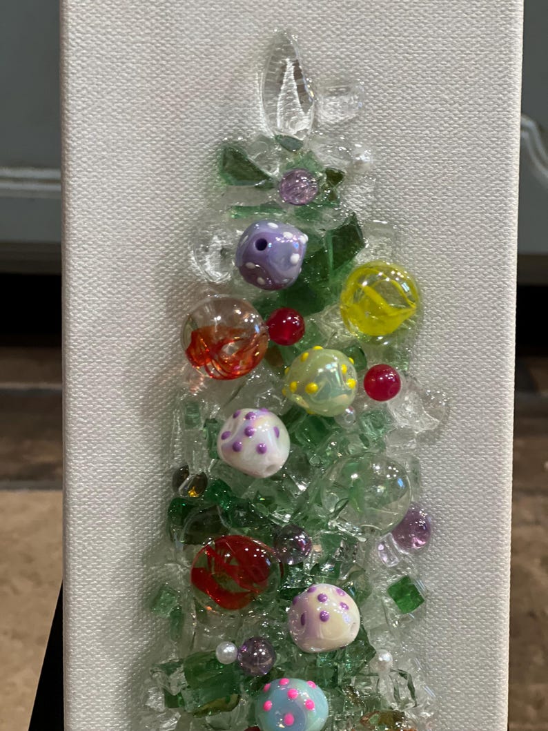 Glass Christmas Tree Glass and Resin Christmas Tree on Canvas - Etsy