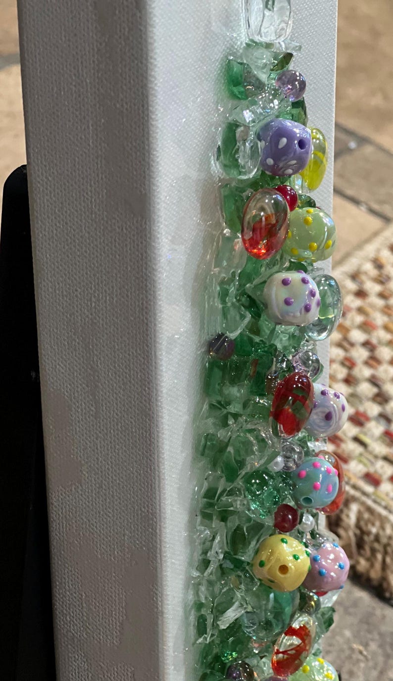 Glass Christmas Tree Glass and Resin Christmas Tree on Canvas - Etsy