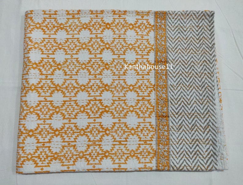 New Beautiful Hand Block Print Indian Kantha Quilt Kantha - Etsy