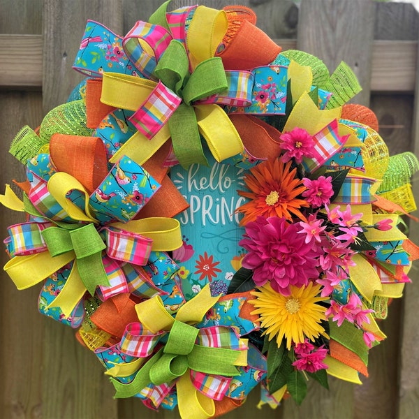 Spring Mesh Wreath - Etsy