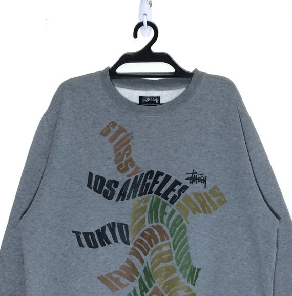Rare!!! Vintage Stussy Spell out Big Logo sweatshirt … - Gem