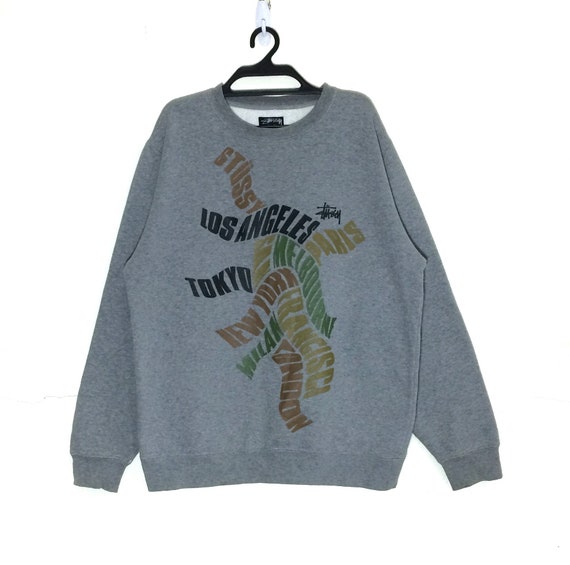 Rare!!! Vintage Stussy Spell out Big Logo sweatshirt … - Gem