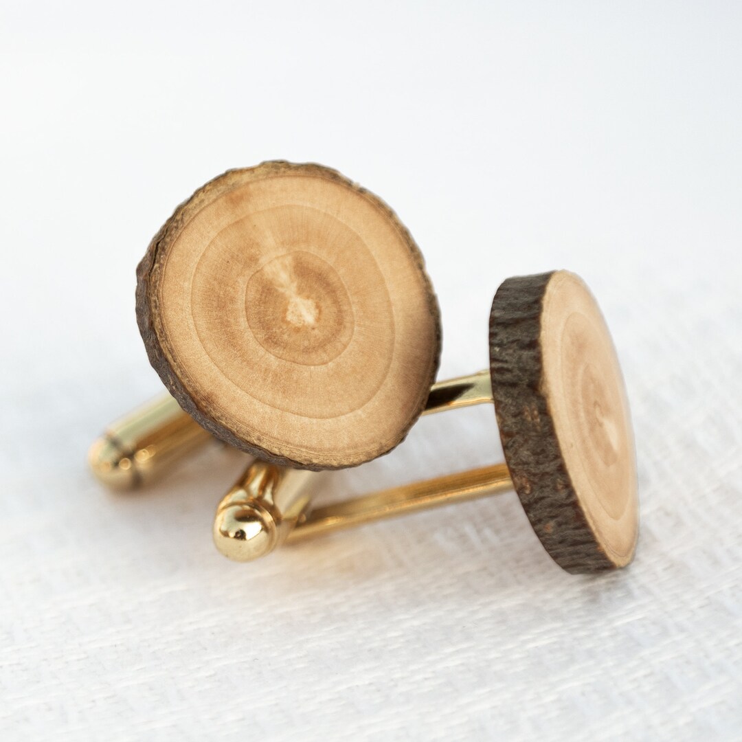Wood Cufflinks, Groom Wedding Wood Cuff Links, Rustic Wedding Wood Gold ...