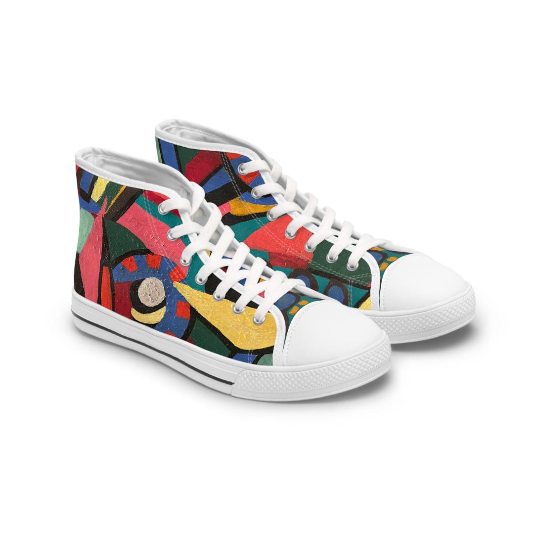 Colorful Designer High Top Sneakers for Women, Funky Streetwear Style ...