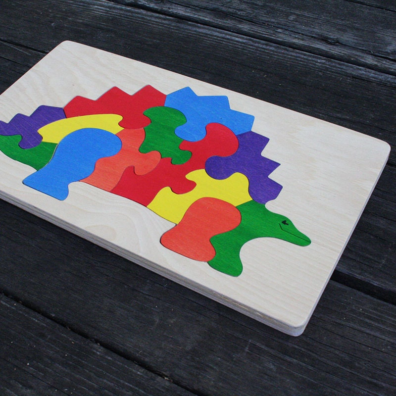 Stegosaurus Picture Puzzles, Dinosaur Picture Puzzles, Handmade, Wooden ...