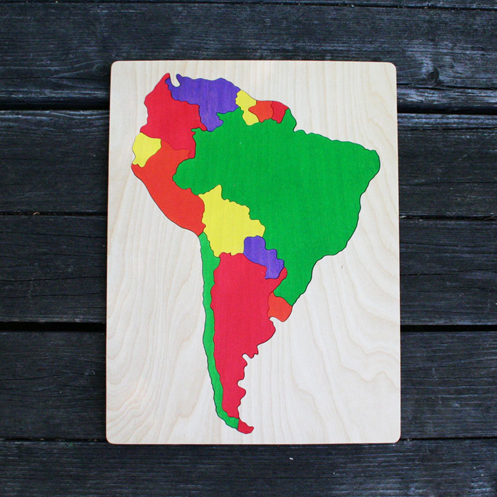South America Wooden Map Puzzle, Handmade, Wooden Name Jigsaw Puzzles ...
