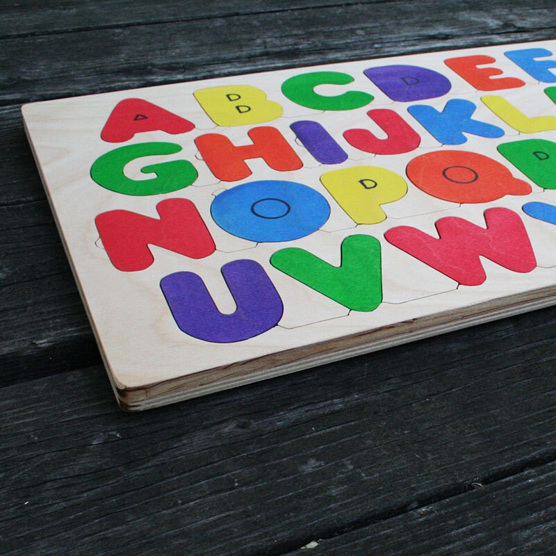 Alphabet Wooden Puzzle, ABC Wooden Puzzle, Handmade, Wooden Jigsaw ...