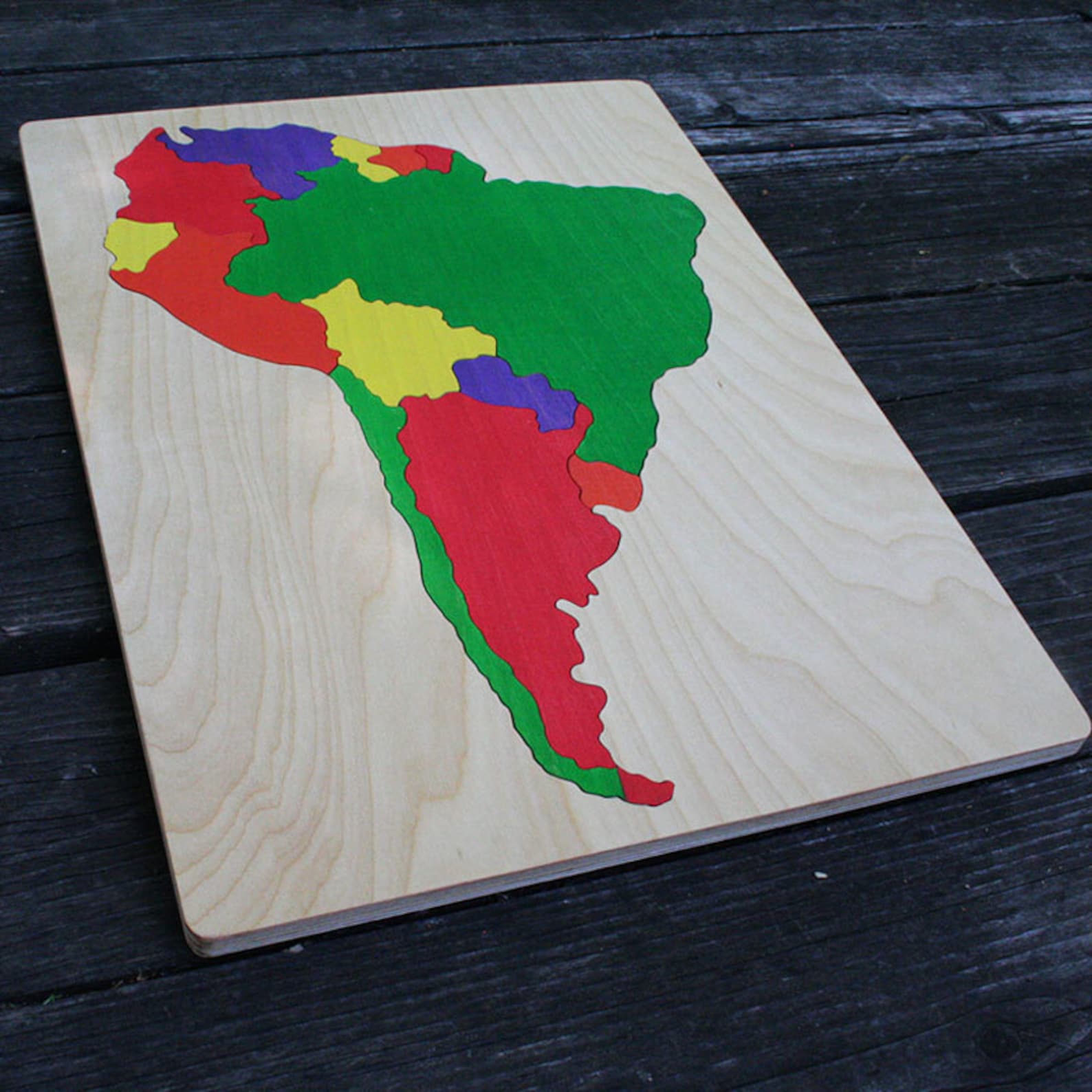 South America Wooden Map Puzzle, Handmade, Wooden Name Jigsaw Puzzles ...