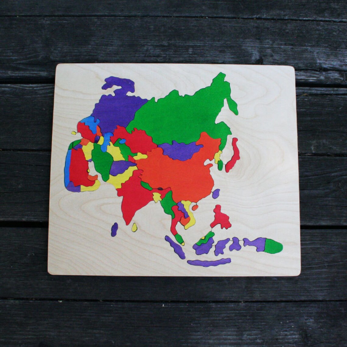 Asia Wooden Map Puzzle, Handmade, Wooden Name Jigsaw Puzzles - Etsy