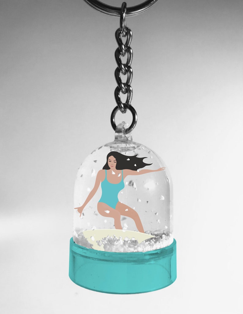 Double-sided Snowball Keychain of the Blonde or Brown Surfer of Didouch ...