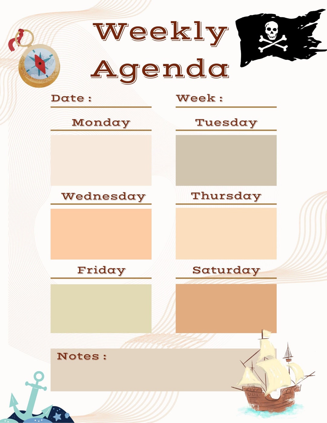 The Pirate Weekly Planner - Etsy