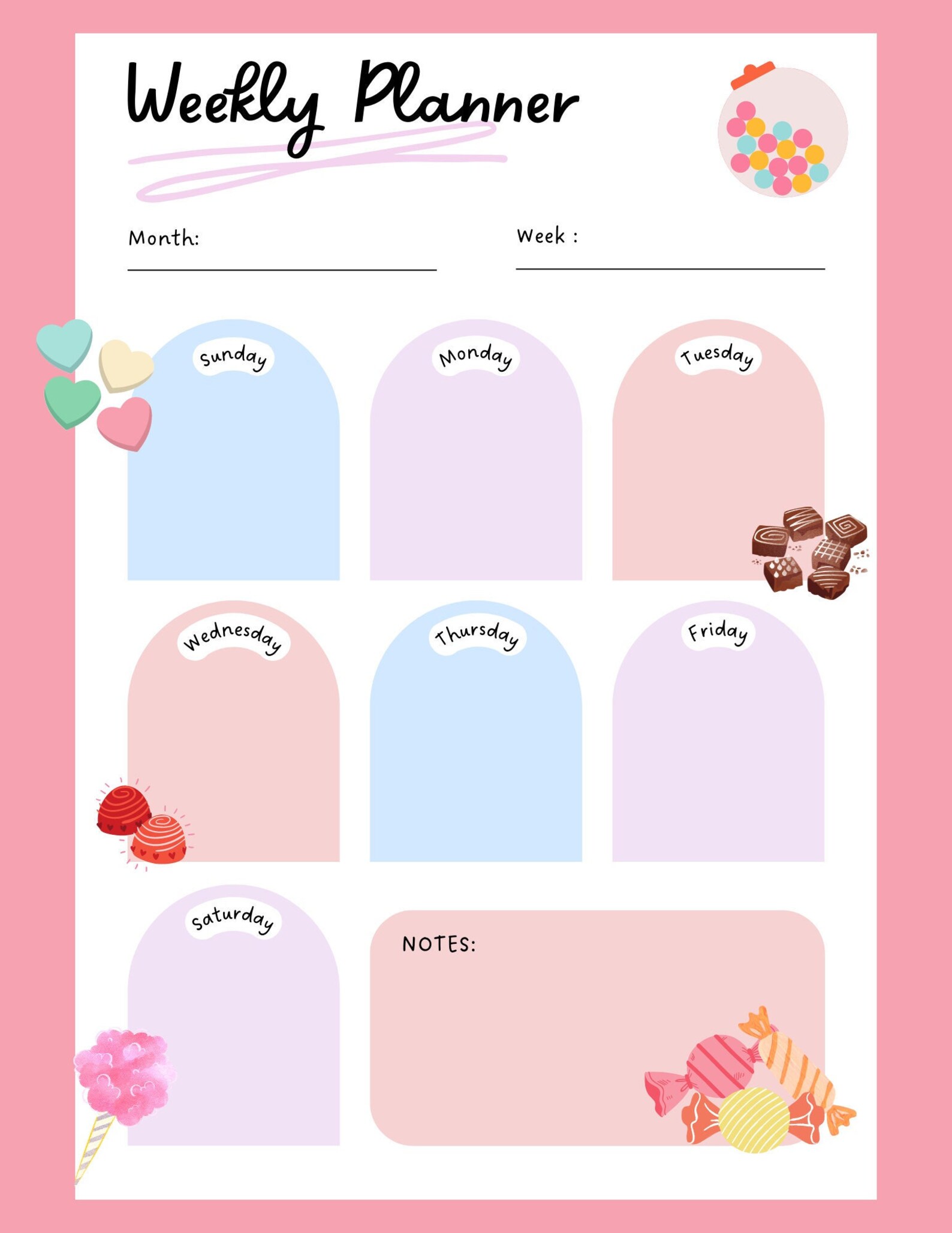 The Candy Weekly Planner - Etsy