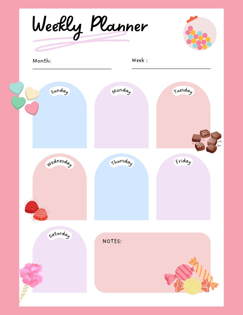 The Candy Weekly Planner - Etsy