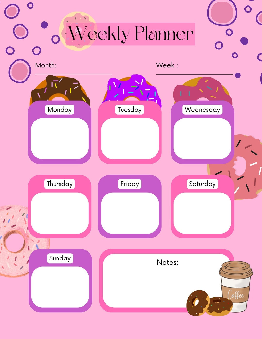 The Donut Weekly Planner - Etsy