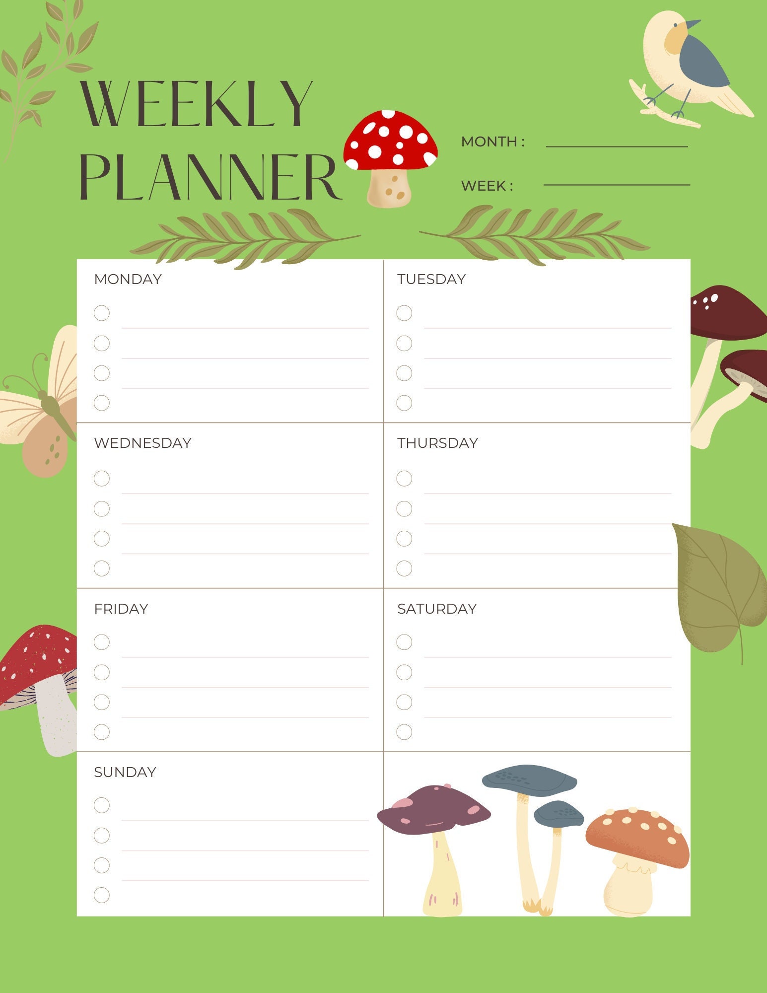 The Mushroom Weekly Planner - Etsy