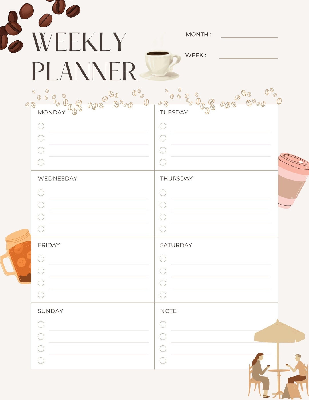 The Coffee Weekly Planner - Etsy