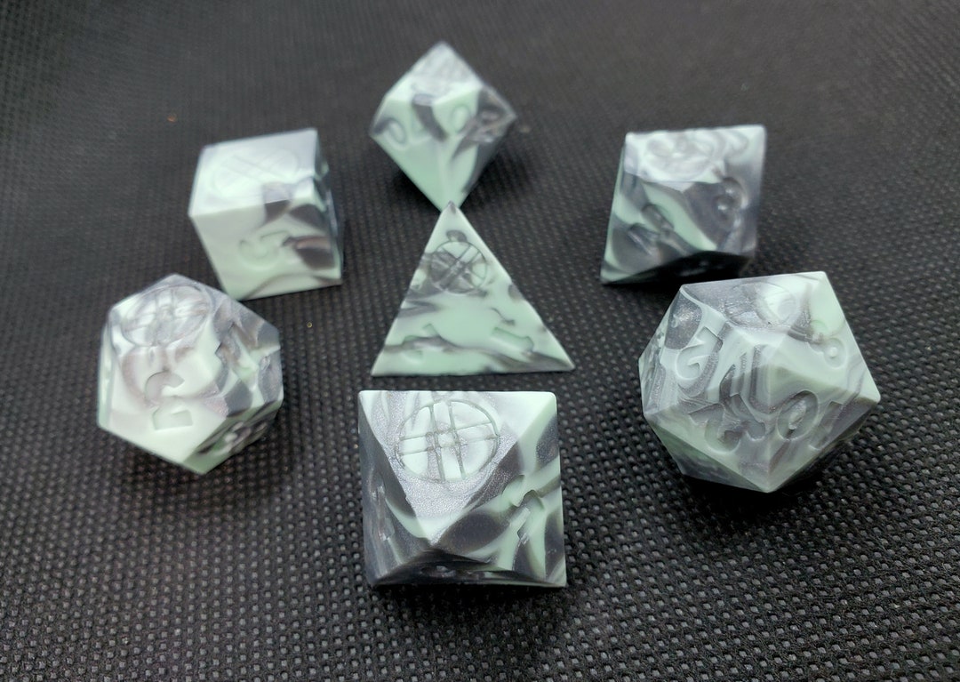 Squishy Dice Silicone 7pc. Dice Set silvered Mint - Etsy