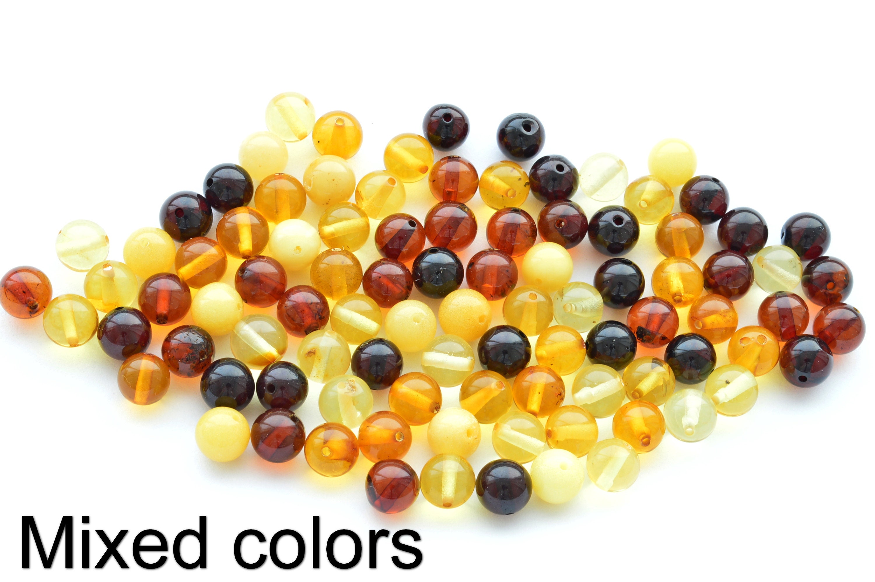Natural Baltic Amber Beads Rounded Style Polished Stone Gemstone, 6 Mm ...