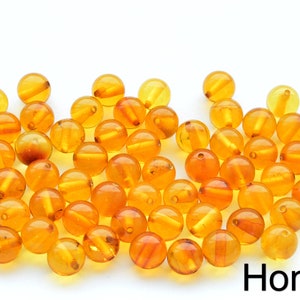 Loose Amber Round Beads. Natural Amber Beads Polished Gemstone, 6 Mm ...