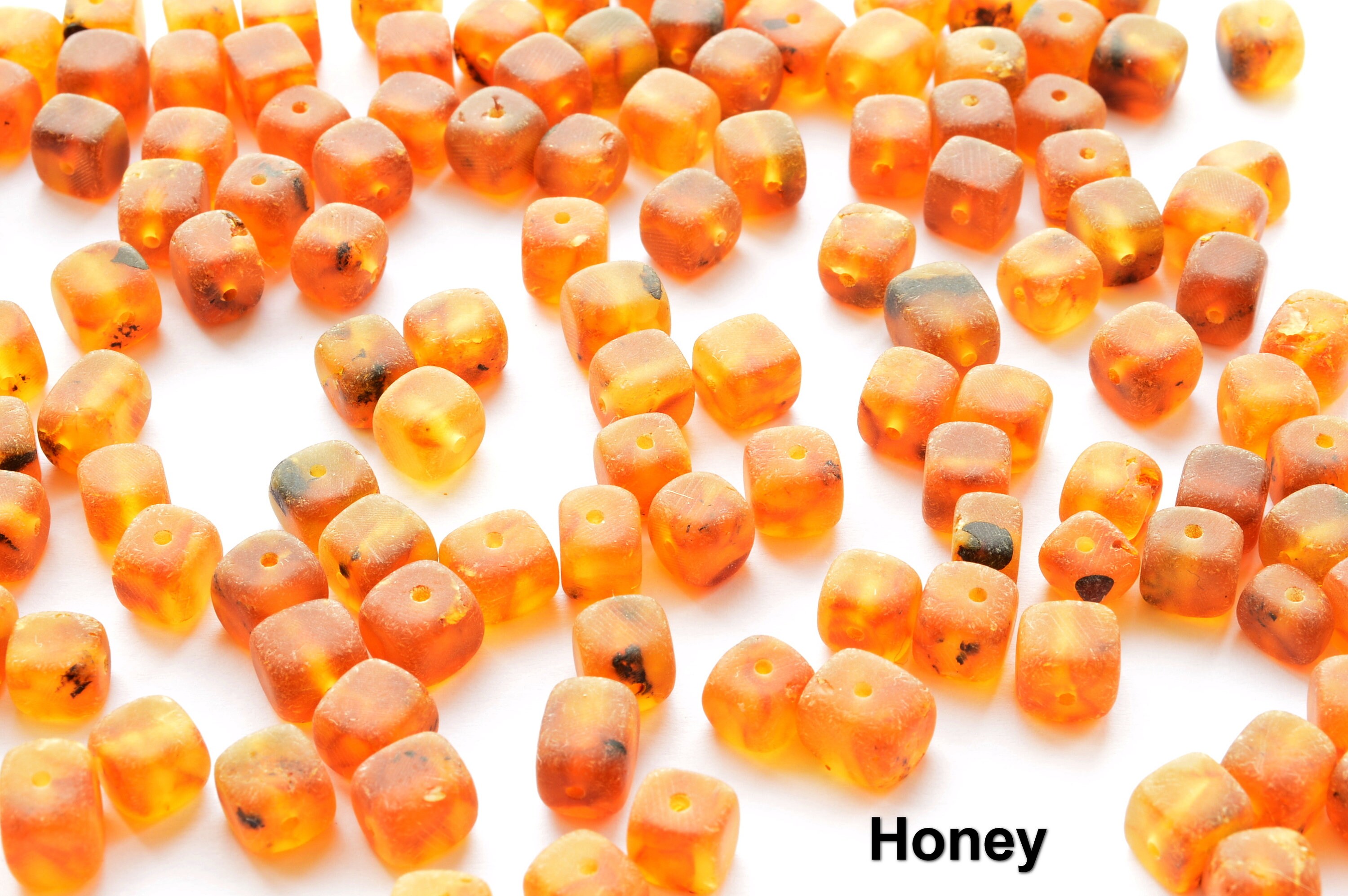 RAW Baltic Amber Beads CUBE Style Unpolished Stone Gemstone, 5-7 Mm ...