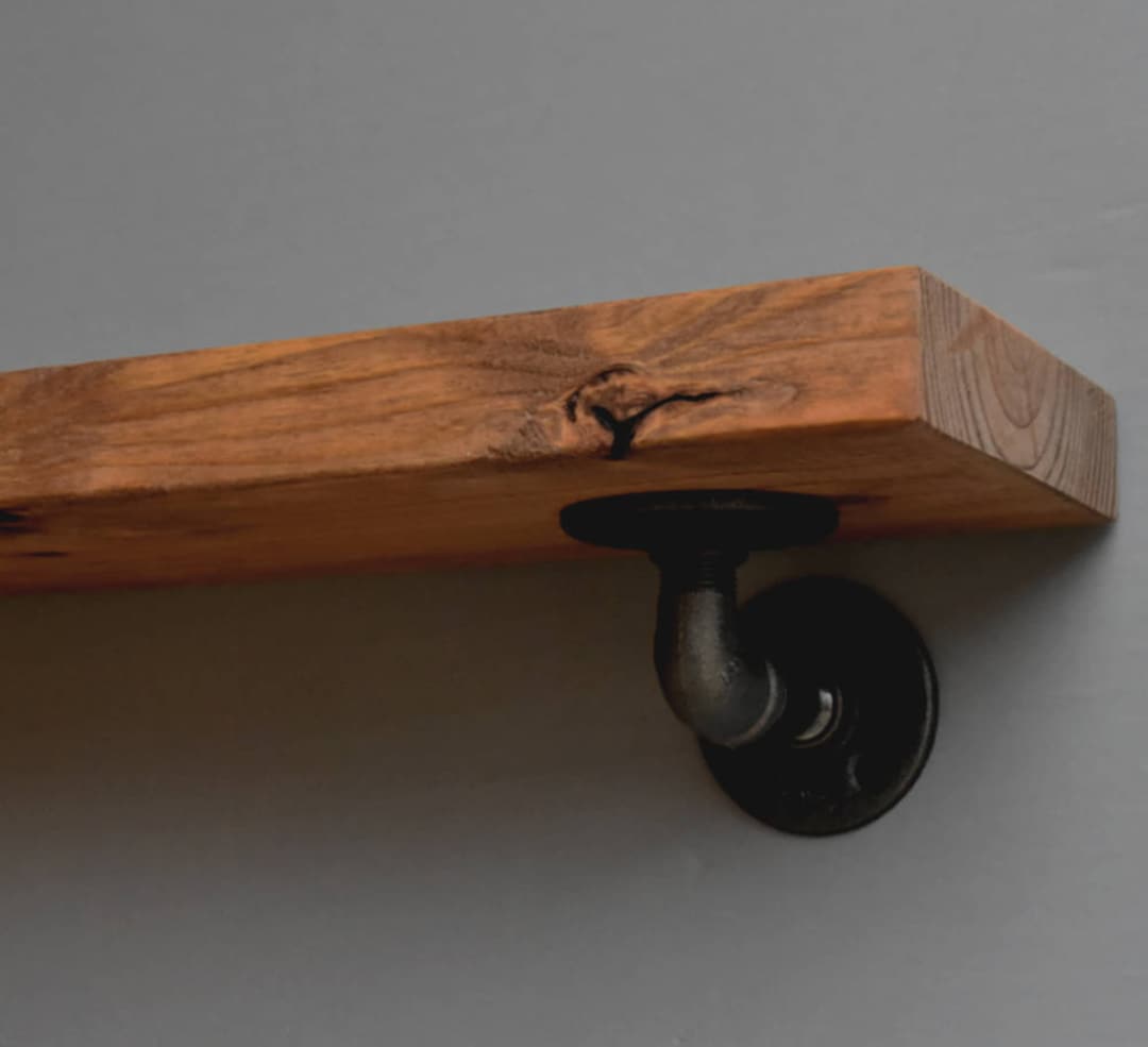 One Pair of Angled Pipe Hangers for Industrial Floating Shelves, Wood ...