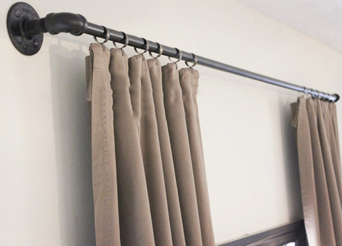 Industrial Pipe Window Curtain Rod Rustic Gun Metal Gray - Etsy