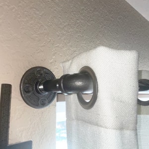 Industrial Pipe Window Curtain Rod, Rustic Gun Metal Gray Modern ...