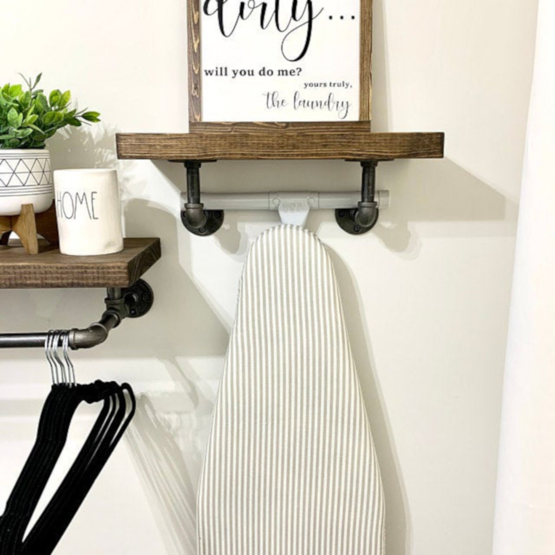 One Rustic Farmhouse Floating Shelf, Rustic Ironing Board Holder and ...