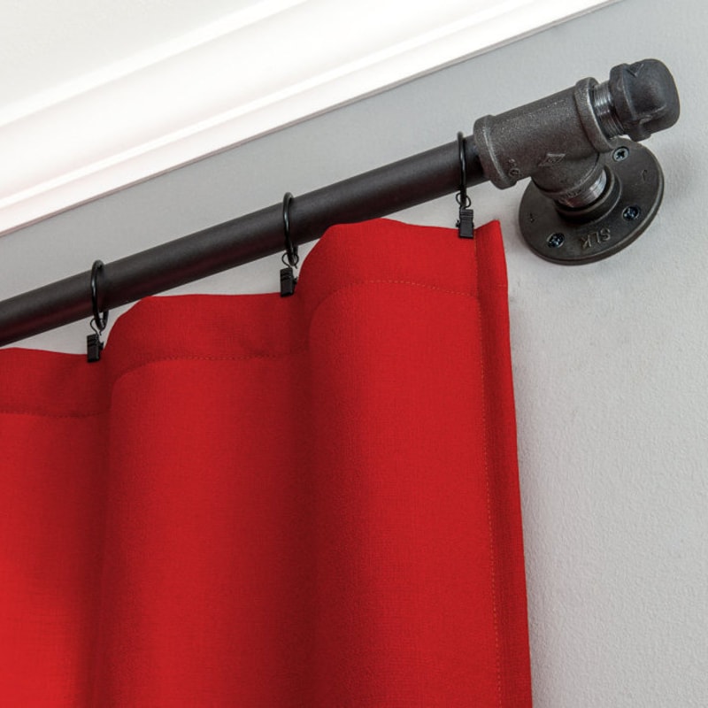 Black Metal Pipe Curtain Rod - Etsy