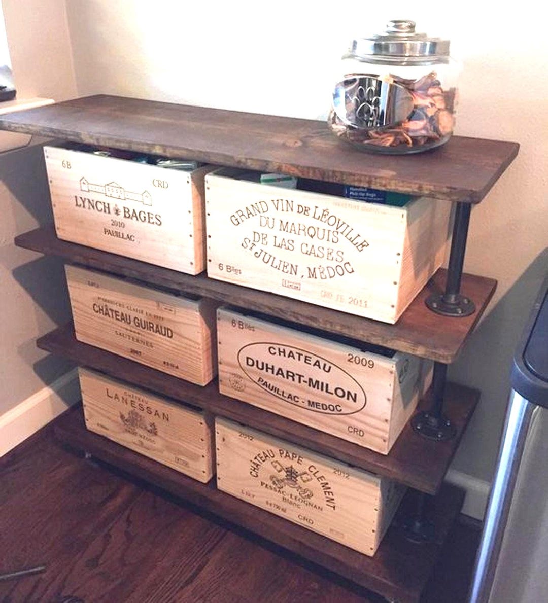 Rustic Farmhouse Rolling Cart: Solid Pine Shelving Unit - Etsy
