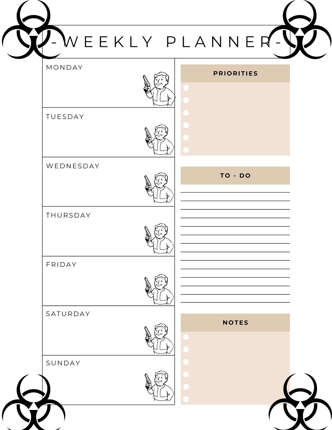 Fallout Inspired Weekly Planner - Etsy