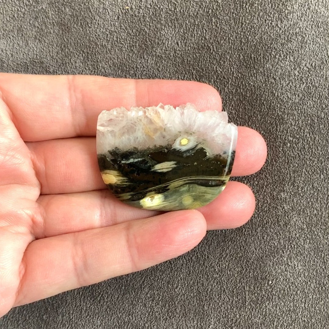 Flower - Beautiful Ocean Jasper With Druzy Designer Pendant Cab ...
