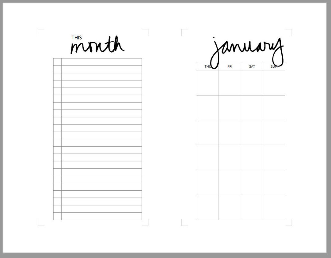 PRINTABLE Monthly Planner Inserts - A5 Size - Etsy