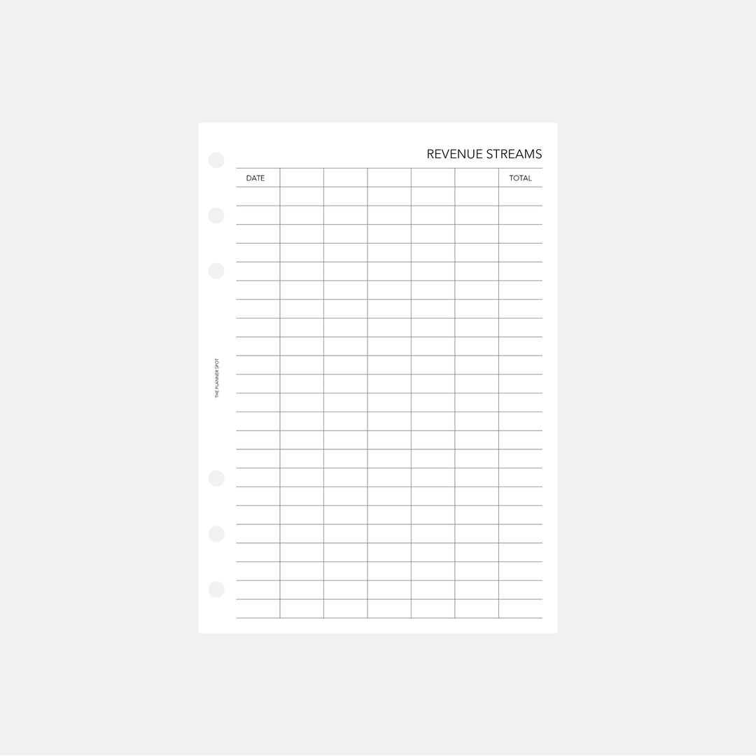 PRINTABLE Revenue Streams Planner Inserts - Personal Wide Size - Etsy
