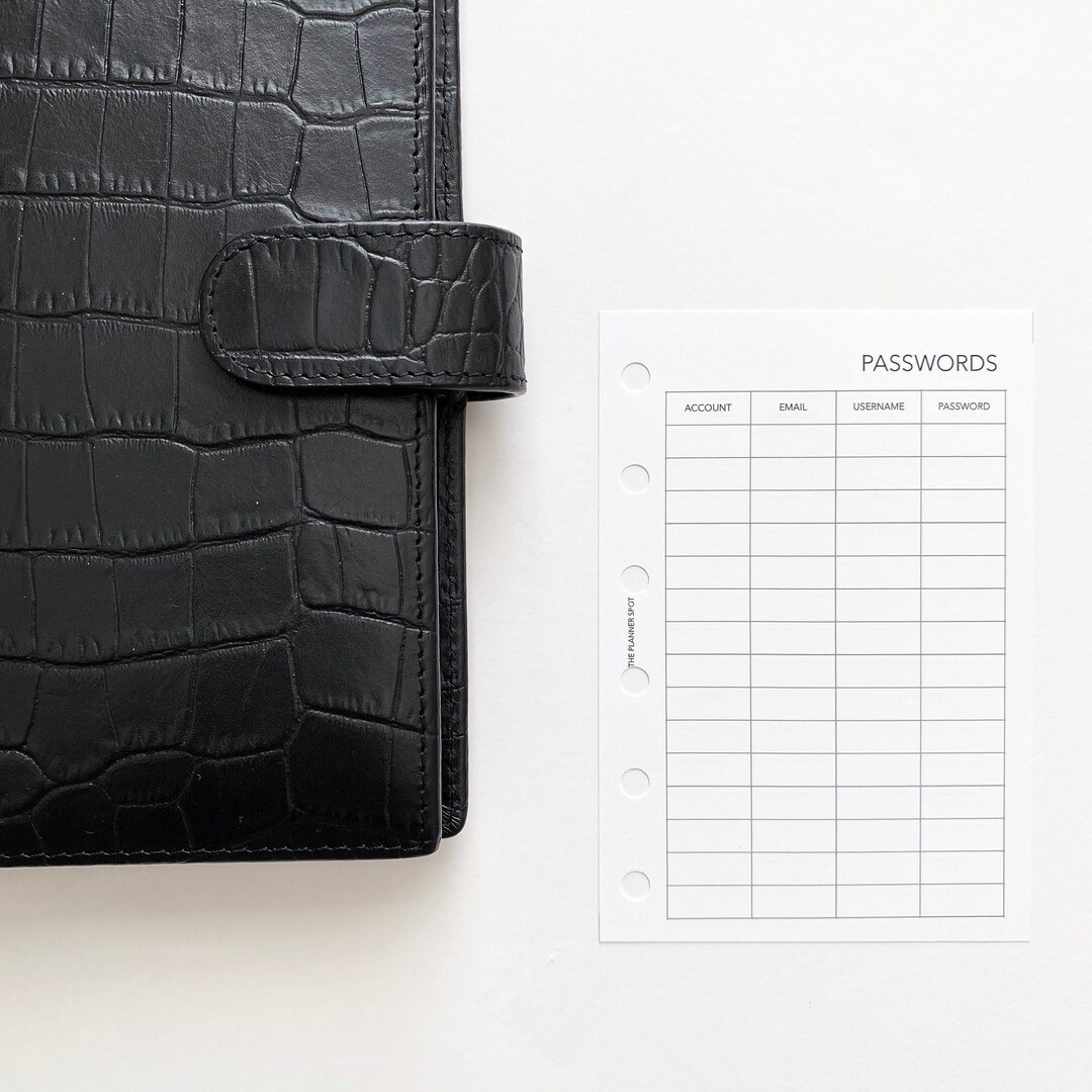 PRINTABLE Passwords Planner Insert - Pocket Size - Etsy