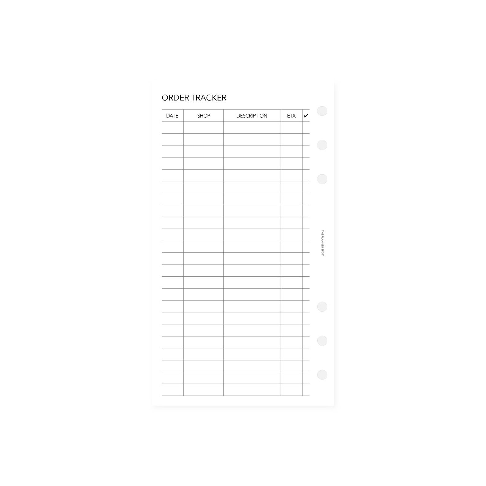 PRINTABLE Order Tracker Planner Insert Personal Size - Etsy