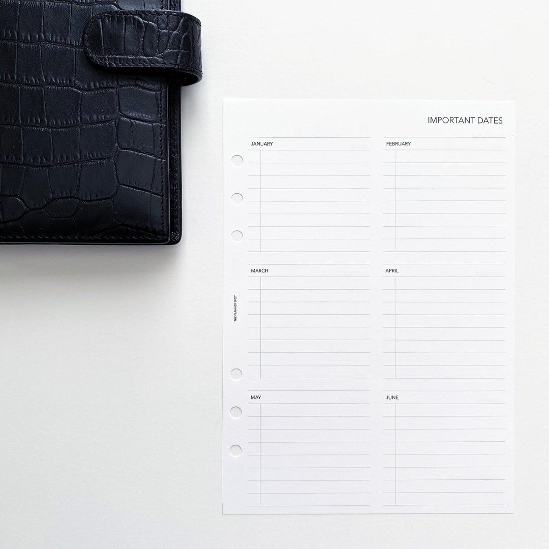 PRINTABLE Important Dates Planner Inserts - A5 Size - Etsy