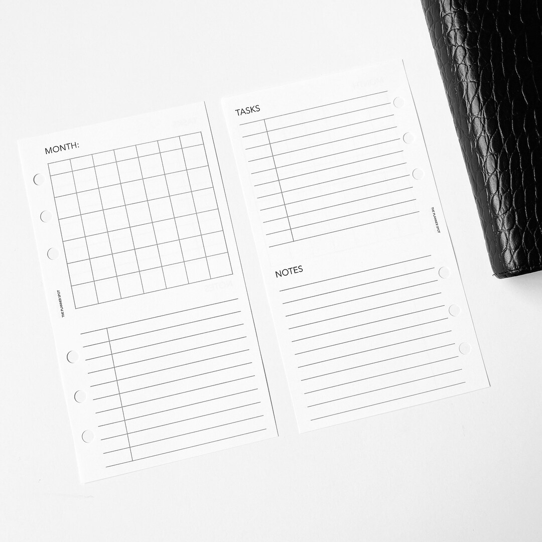 PRINTABLE Undated Monthly Planner Insert - Personal Size - Etsy