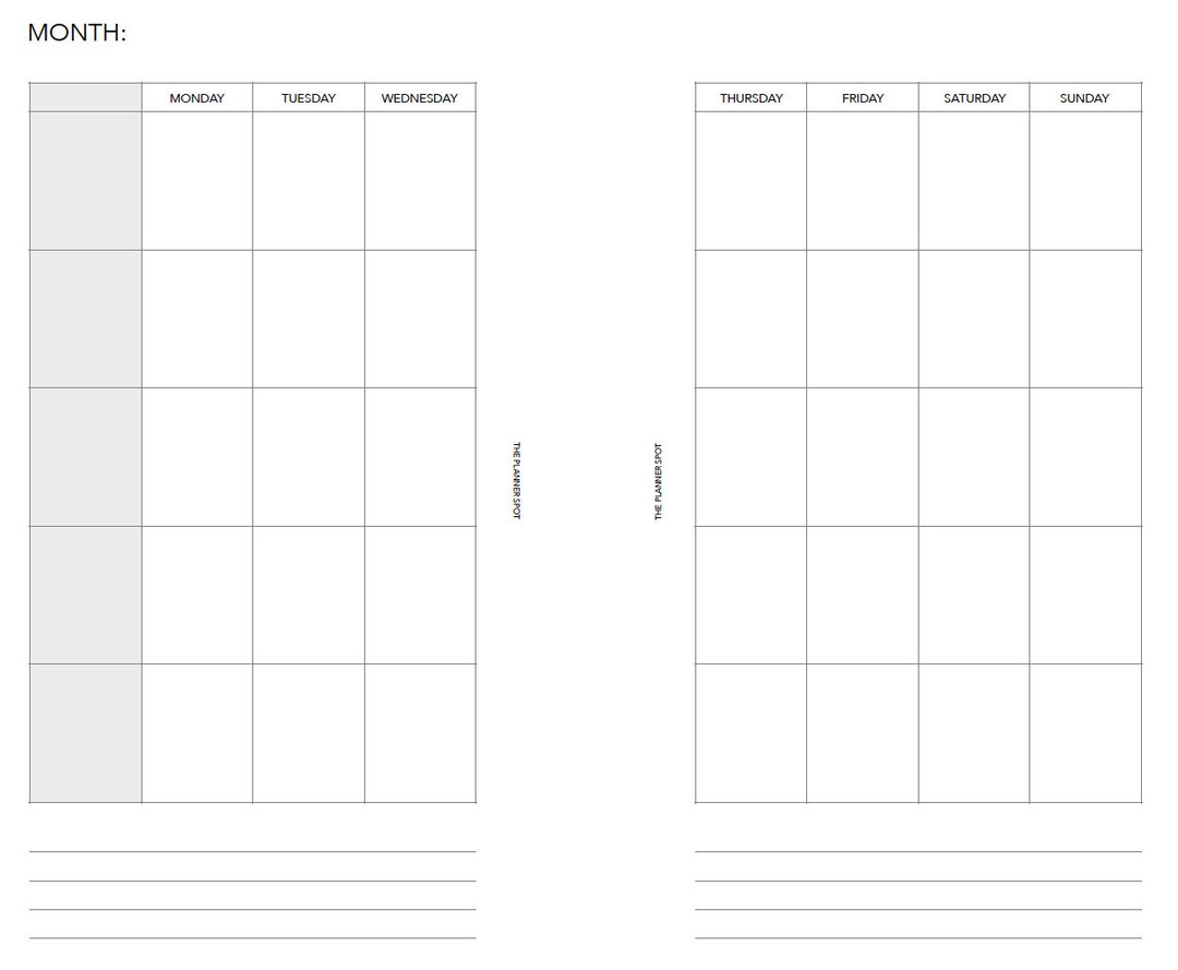PRINTABLE Undated Monthly Planner Insert - Personal Size - Etsy