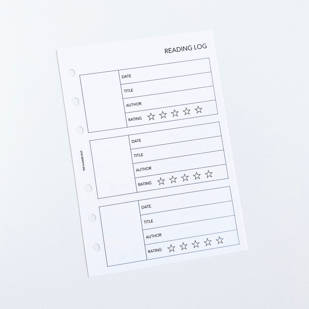 PRINTABLE Reading Log Planner Inserts - A6 Size - Etsy