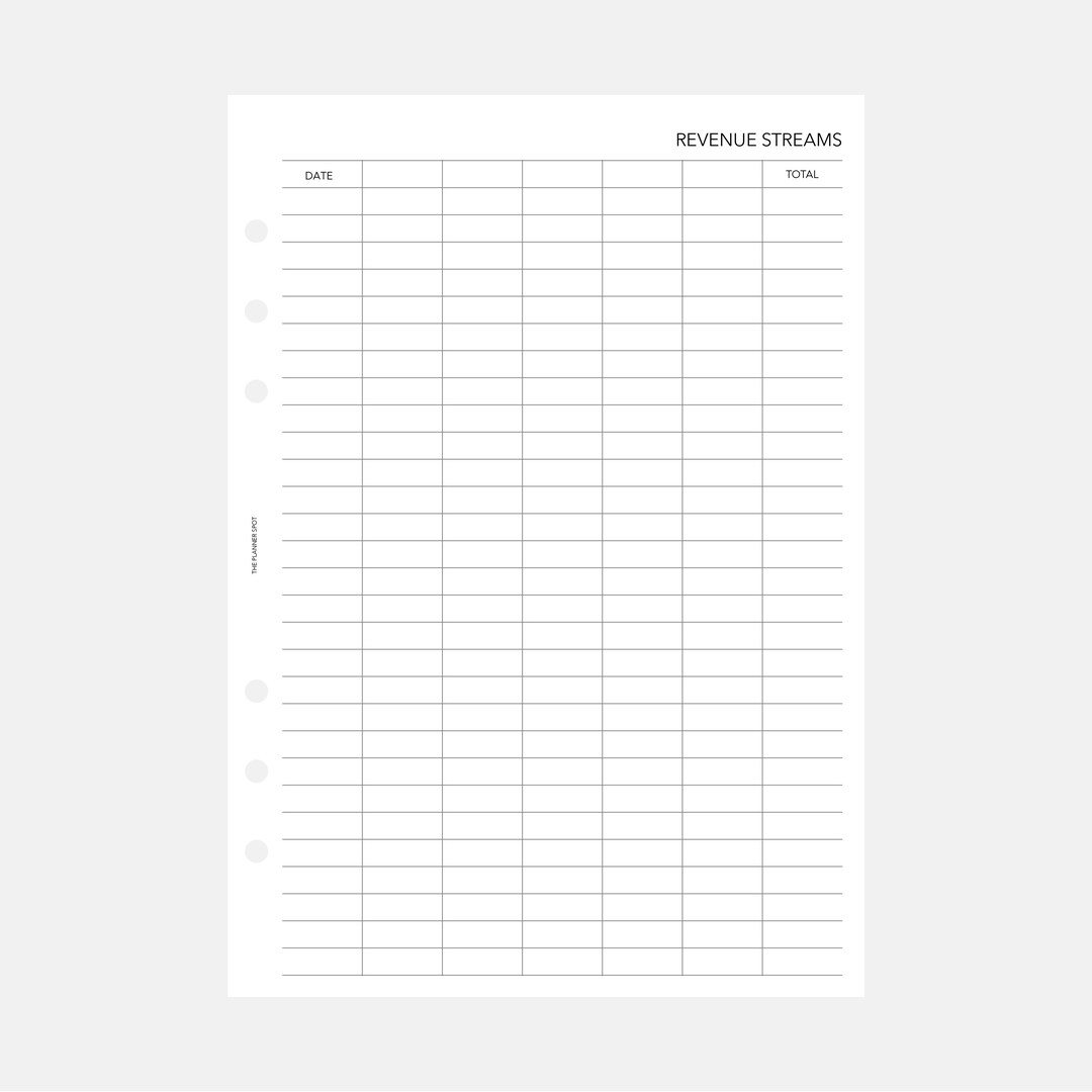 PRINTABLE Revenue Streams Planner Insert - A5 Size - Etsy