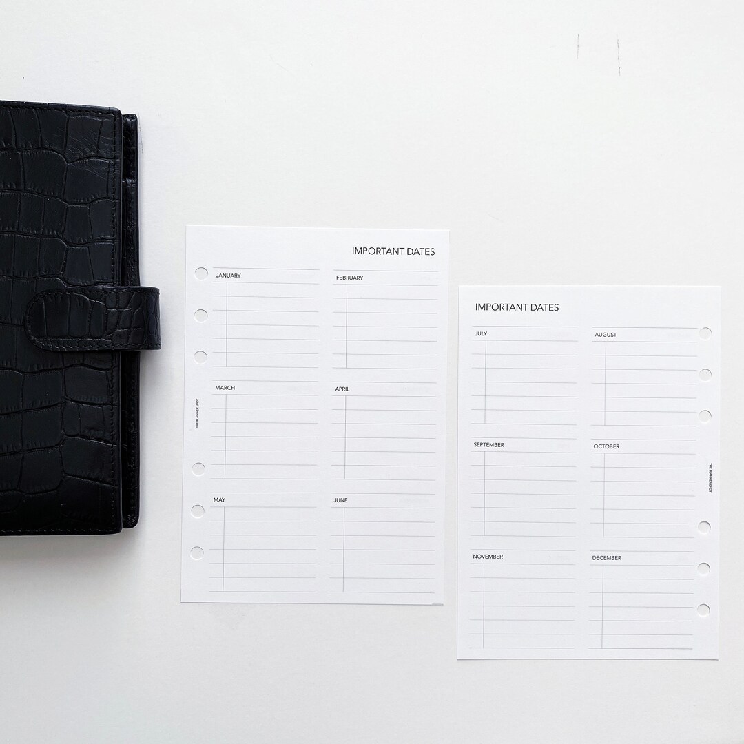 PRINTABLE Important Dates Planner Insert - Personal Wide Size - Etsy