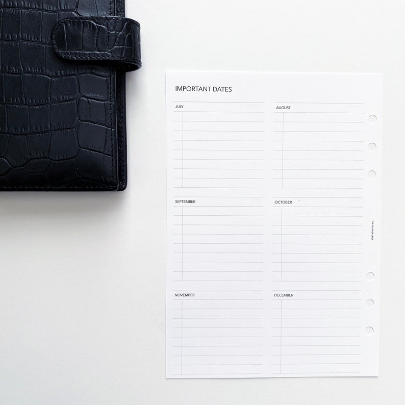 PRINTABLE Important Dates Planner Inserts - A5 Size - Etsy