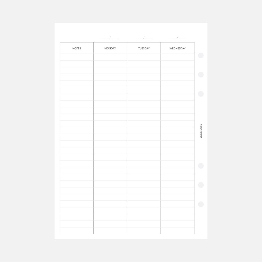 PRINTABLE Undated *8 Columns* Vertical Weekly Planner Insert - A5 Size ...